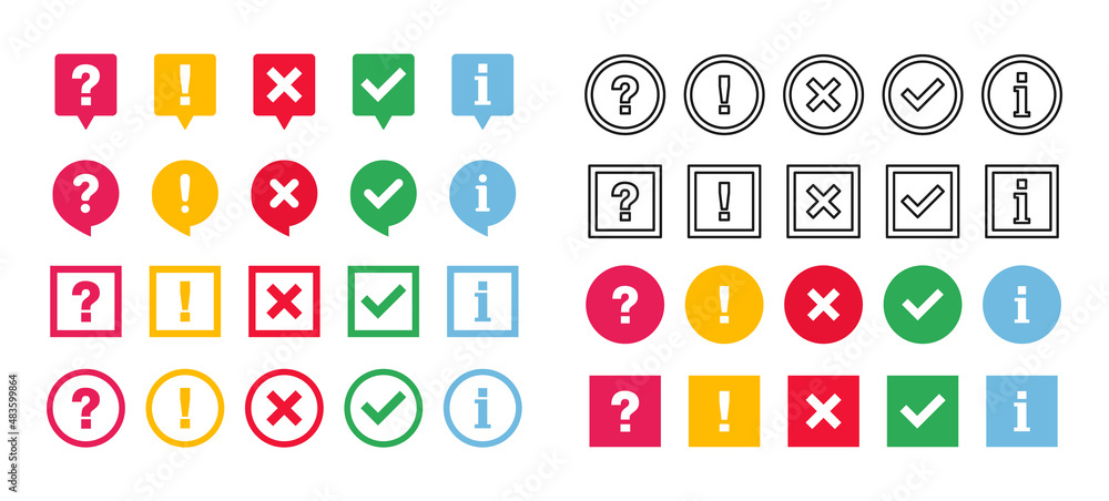 Vetor do Stock: Icon set of check mark, cross, question mark ...