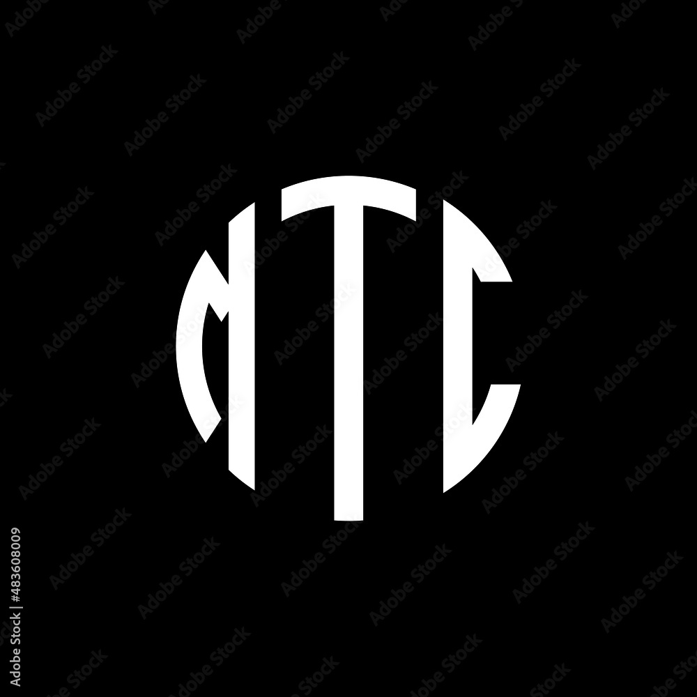 MTC letter logo design. MTC modern letter logo with black background ...