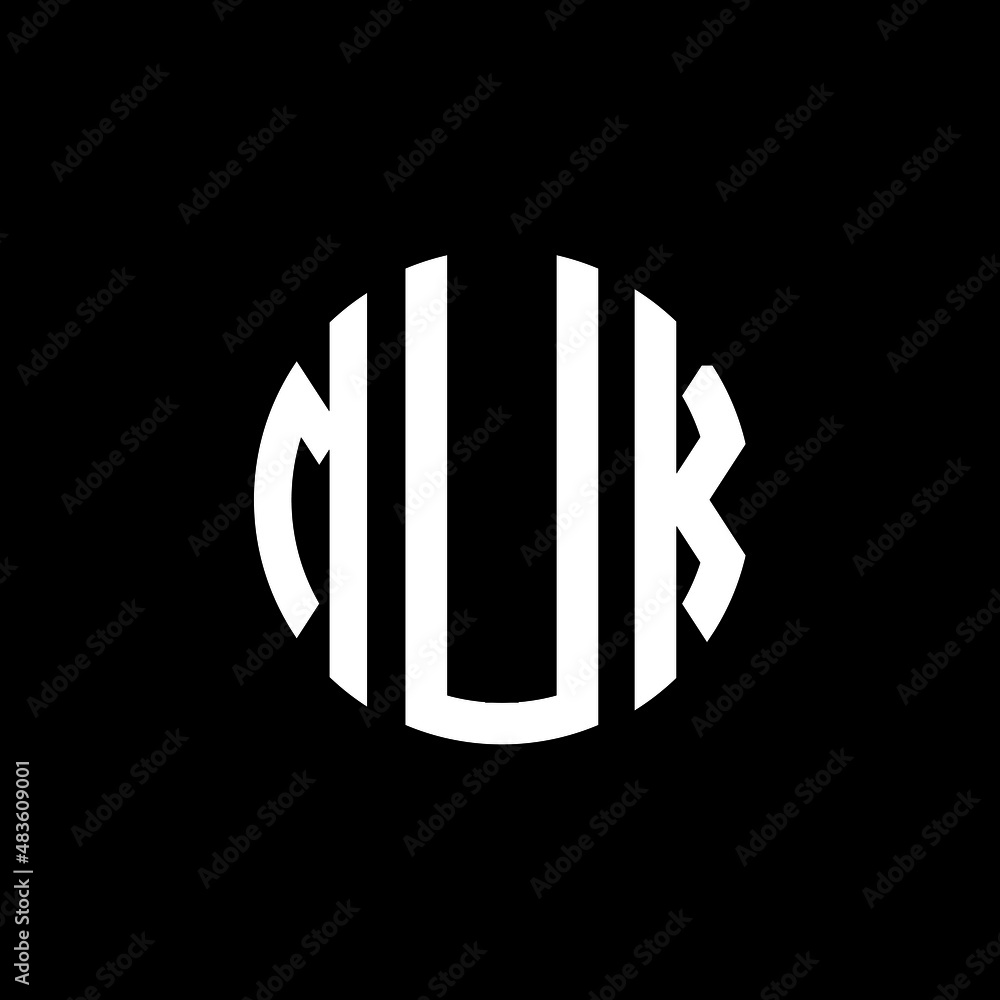 MUK letter logo design. MUK modern letter logo with black background ...