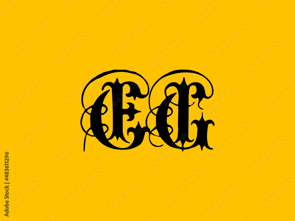 Monogram EG Logo Calligraphy hexagon design template with black colors ...