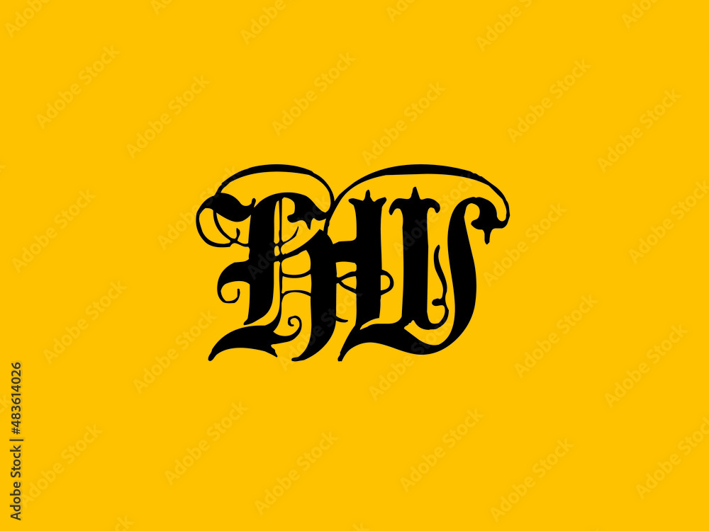 Letter HW calligraphy logo, monogram HW logo emblem style with Colorful ...