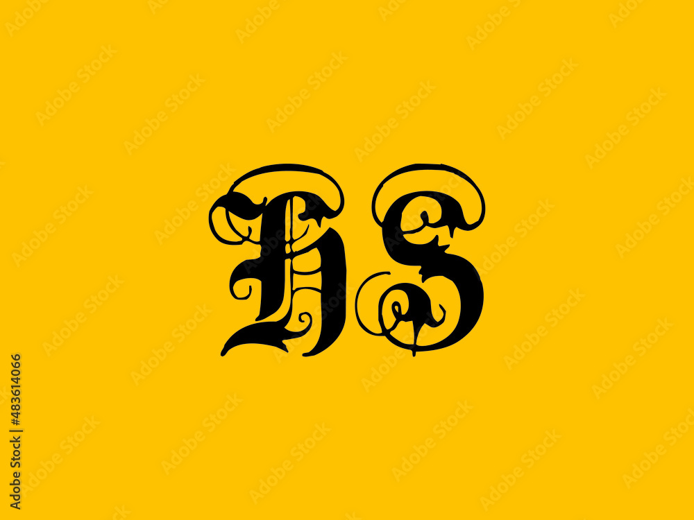 Letter HS calligraphy logo, monogram HS logo emblem style with Colorful ...