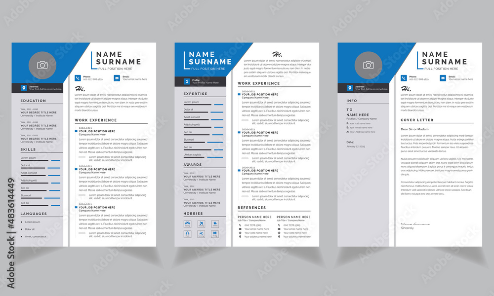 Resume Template - Clean and Professional Resume Layout vector ...