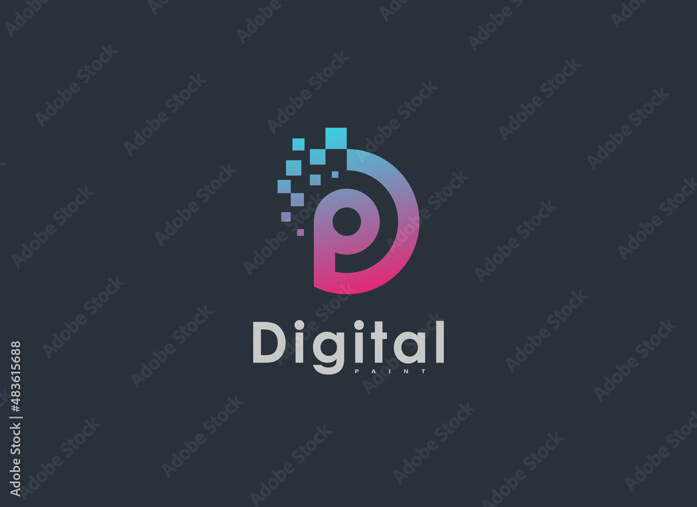 Abstract Initial Letter D and P Logo. Blue and Purple Geometric Shape ...