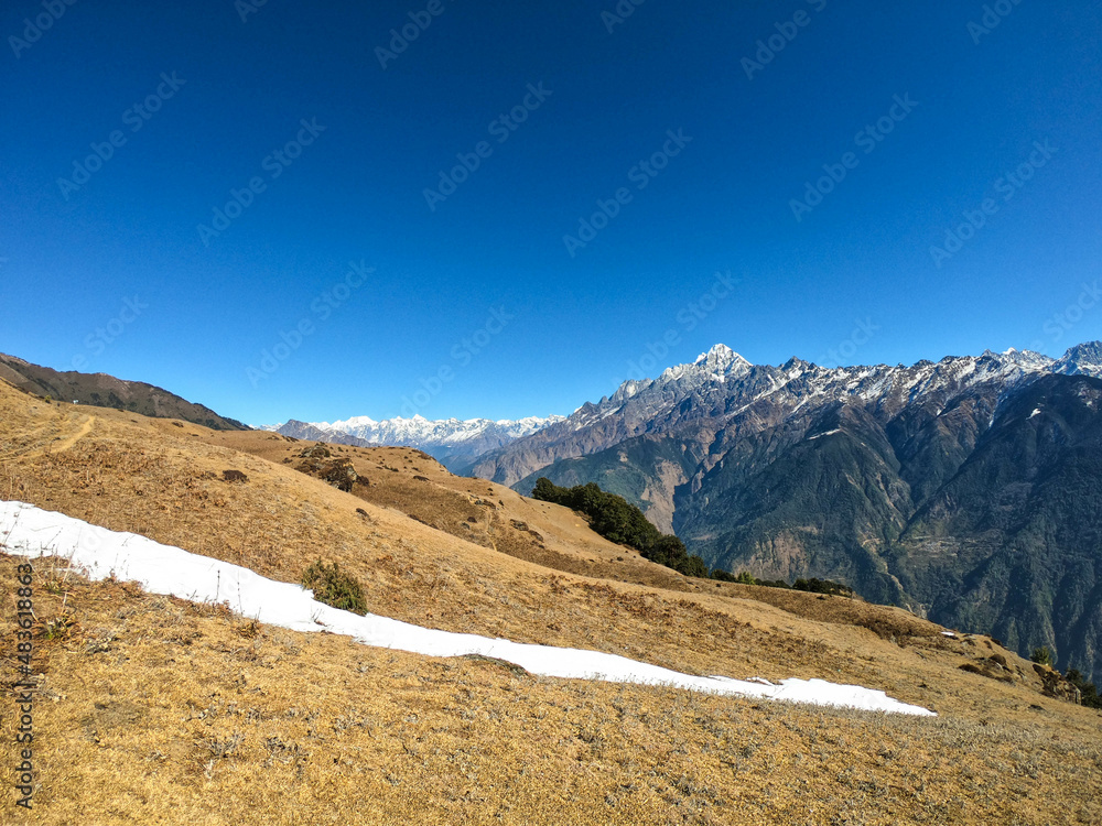 Himalaya mountains in Nepal. Tamang Heritage Trail and Langtang trek ...