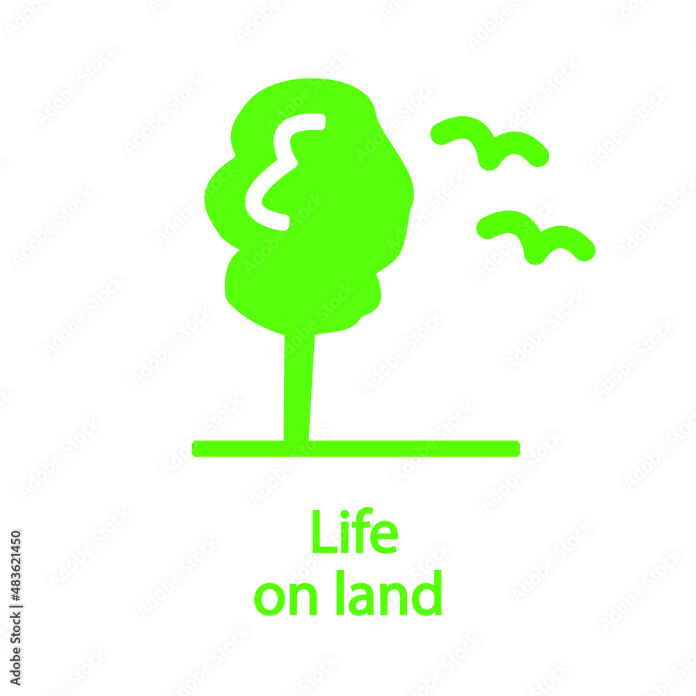 Life on Land Icon - Goal 15 out of 17 Sustainable Development Goals set by the United Nations ...