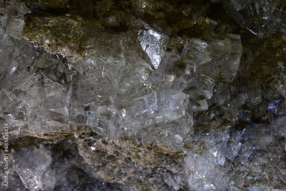 rock salt crystals in the Krysztalowa Cave, a nature reserve, Poland ...