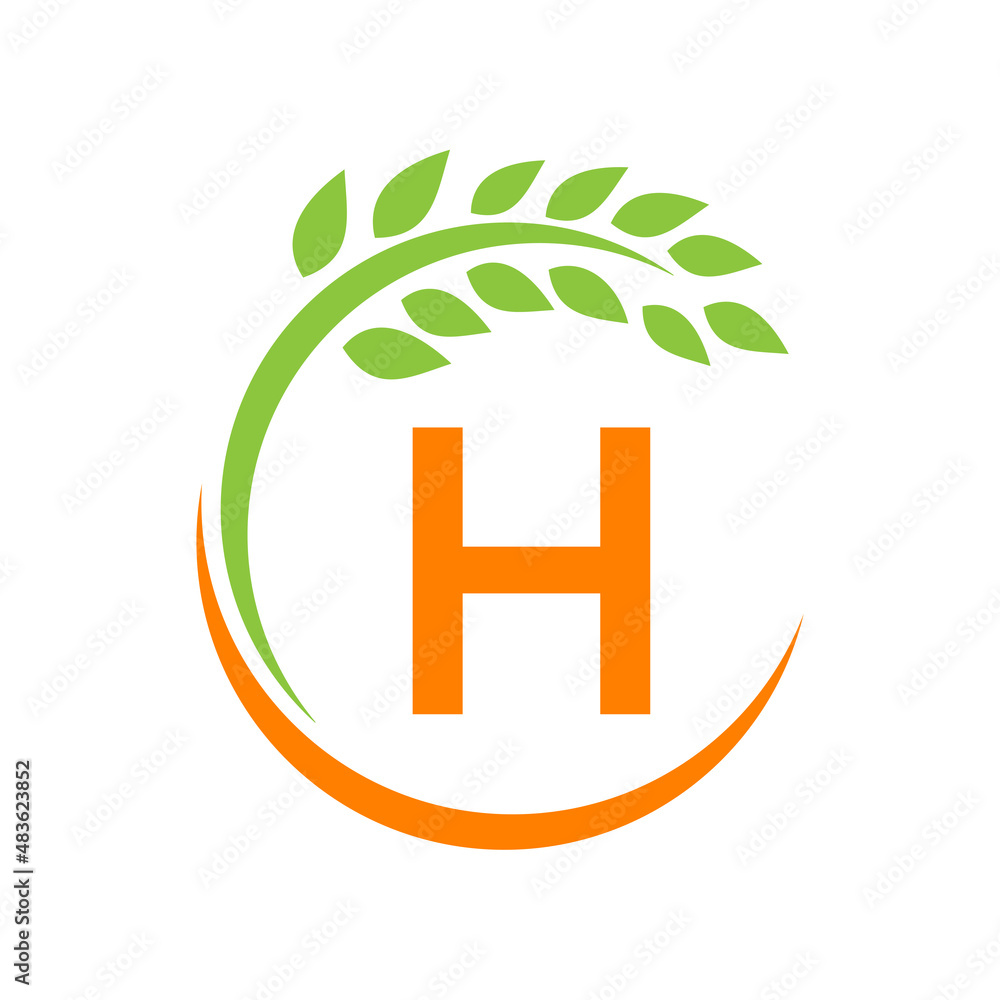 Agriculture Logo On H Letter Concept. Agriculture And Farming Pasture ...