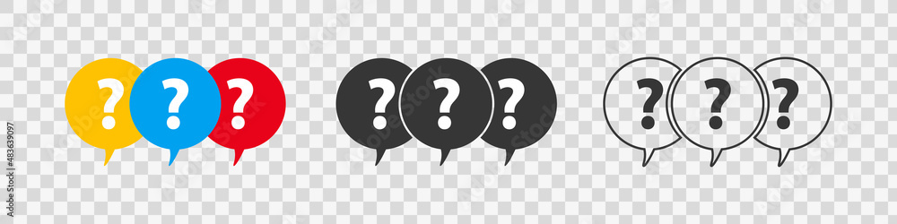 Set Of Message Box With Question Mark Icon. Vector Illustration Stock ...