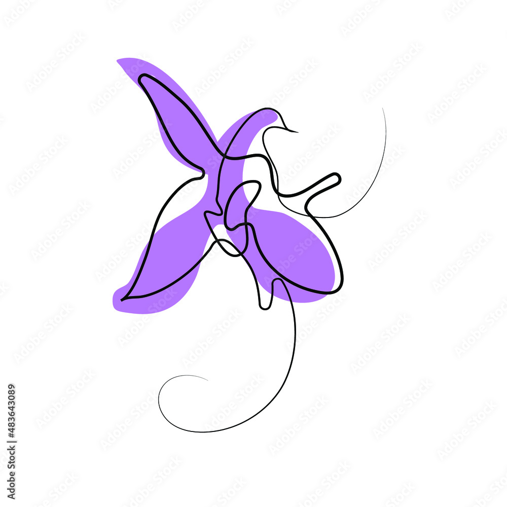 vector illustration of flower khari bulbul, orchid single line art ...