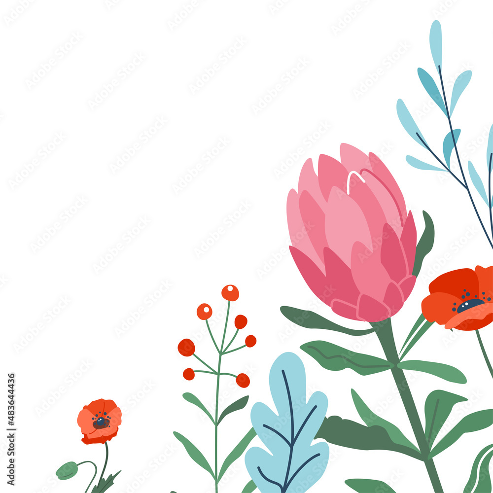 Flower corner frame vector illustration. Spring floral elements for ...
