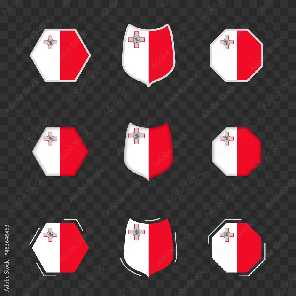 National symbols of Malta on a dark transparent background, vector ...