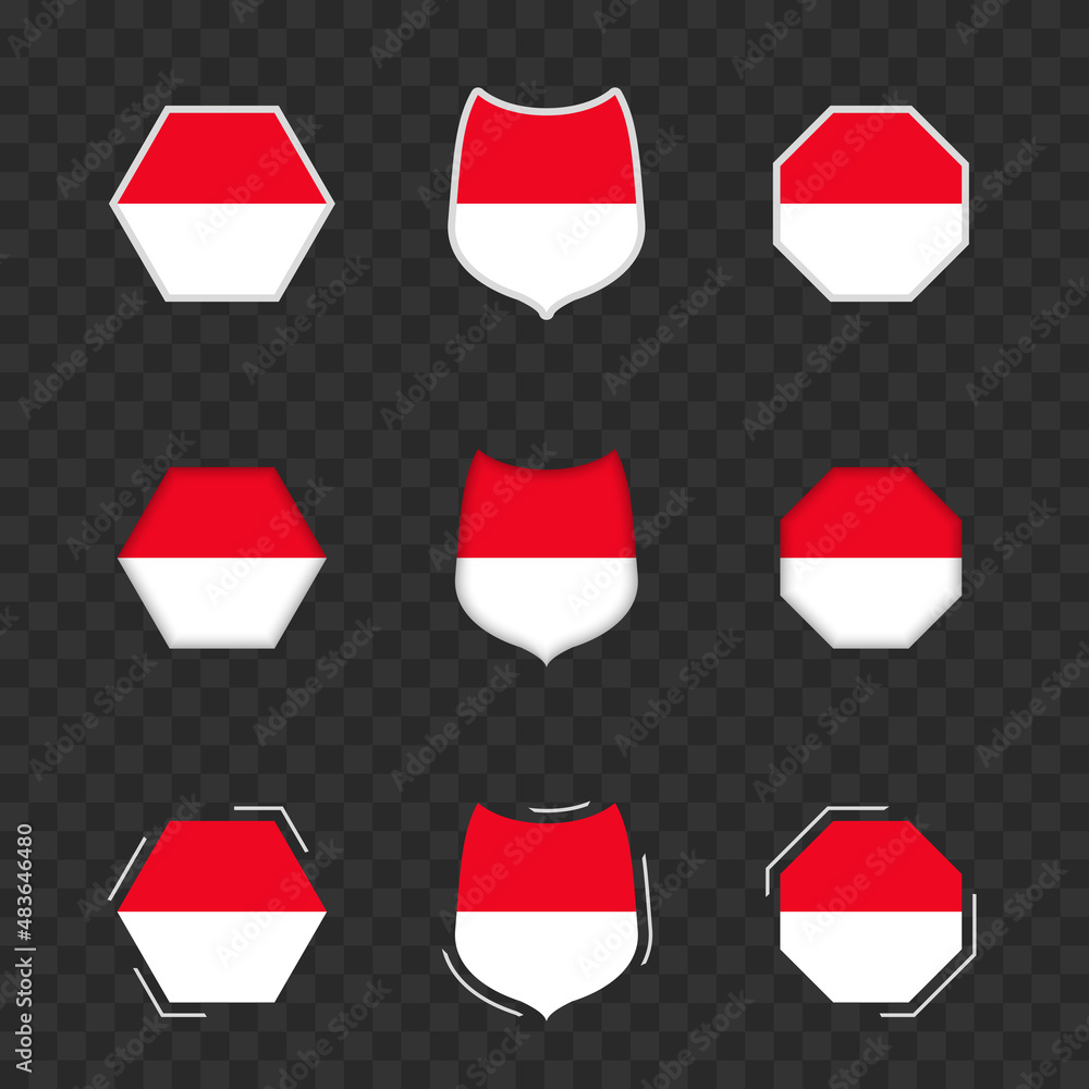 National symbols of Monaco on a dark transparent background, vector ...