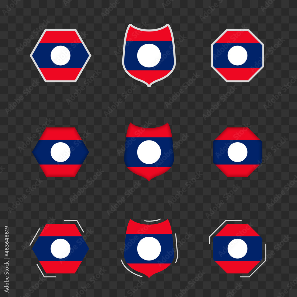 National symbols of Laos on a dark transparent background, vector flags ...
