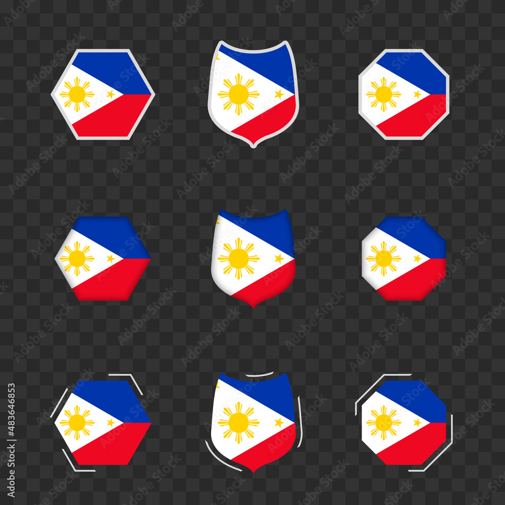 National symbols of Philippines on a dark transparent background ...
