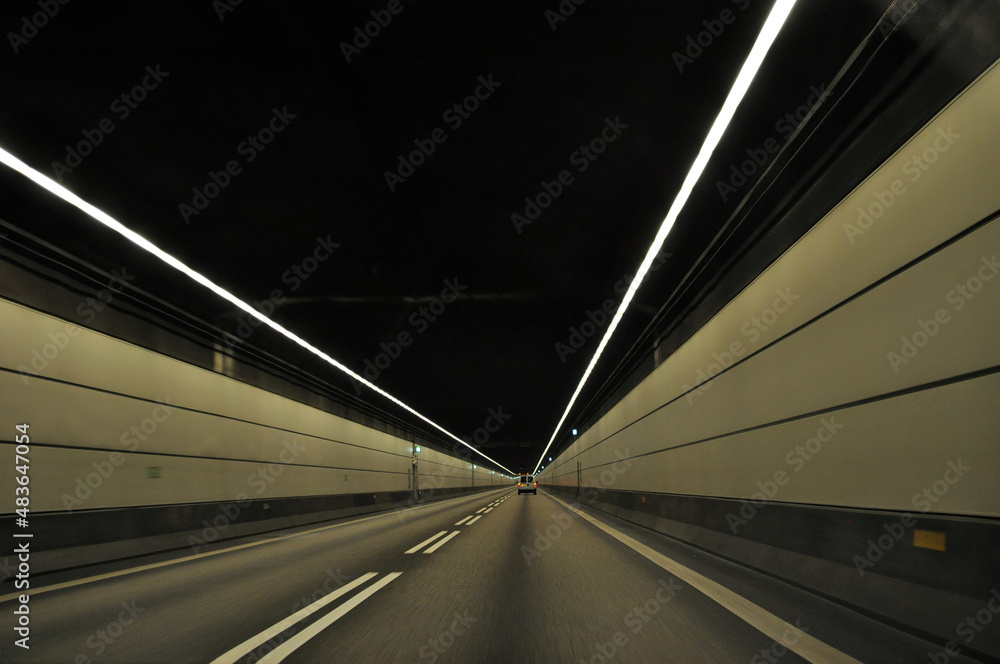 Oresund tunnel connecting Denmark and Sweden underwater under sea level ...