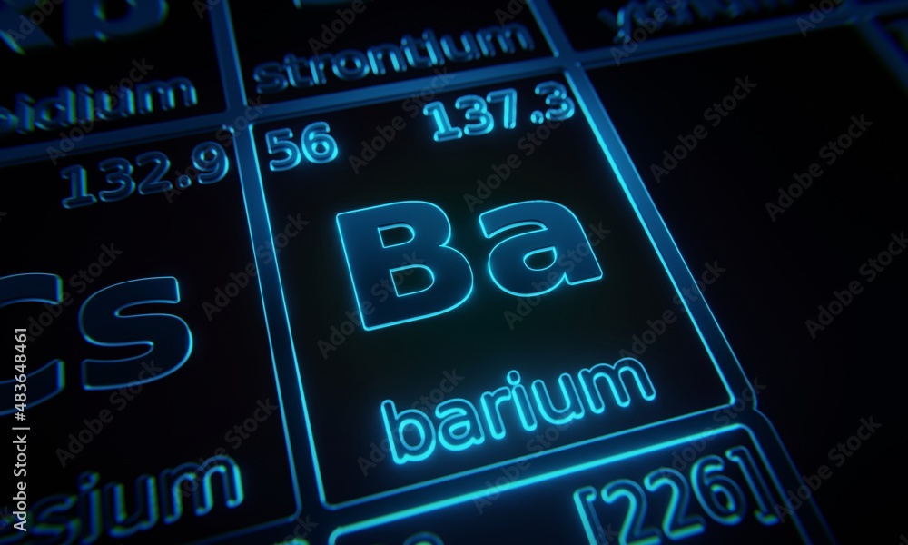 Focus on chemical element Barium illuminated in periodic table of ...