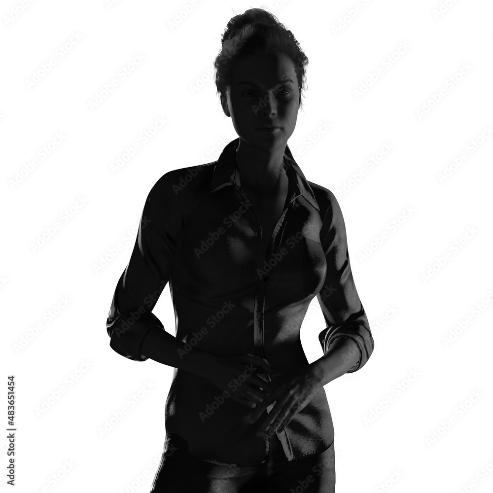 Silhouette of thinking woman. Mindfulness. 3d render, concept Closeup ...
