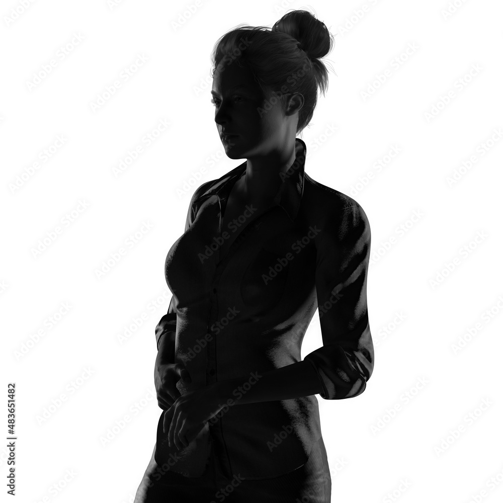 Silhouette of thinking woman. Mindfulness. 3d render, concept Closeup ...