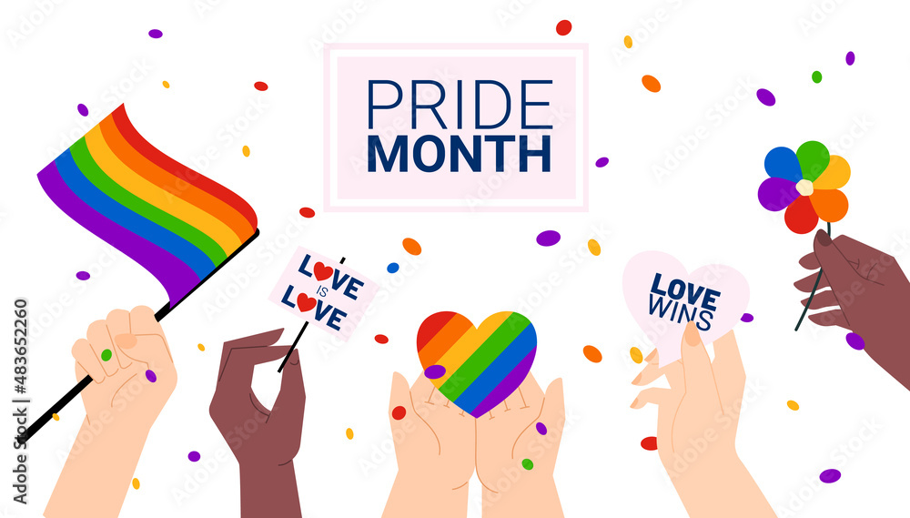 Pride month celebration vector illustration concept. Multinational ...