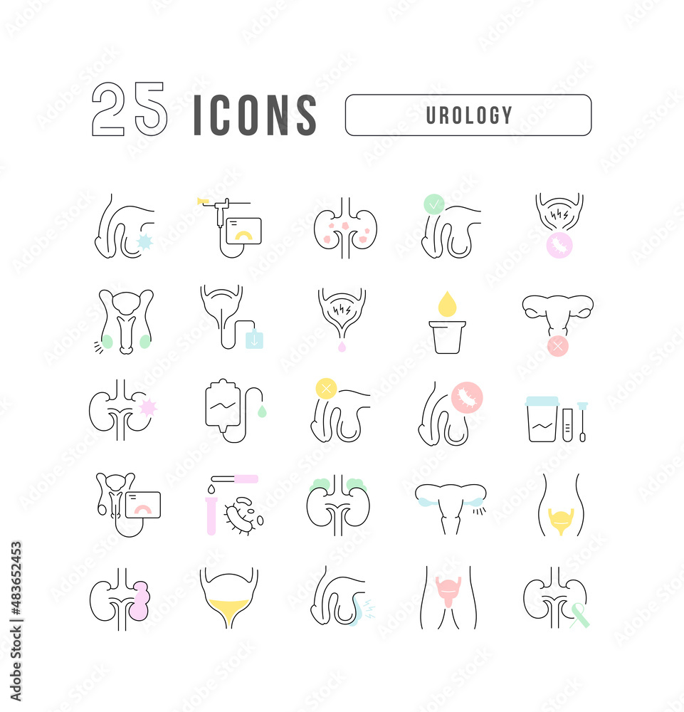 Urology. Collection of perfectly thin icons for web design, app, and ...