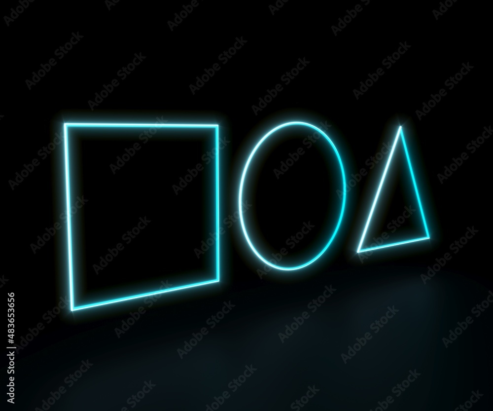 game icon neon blue light background 3d render Stock Illustration ...