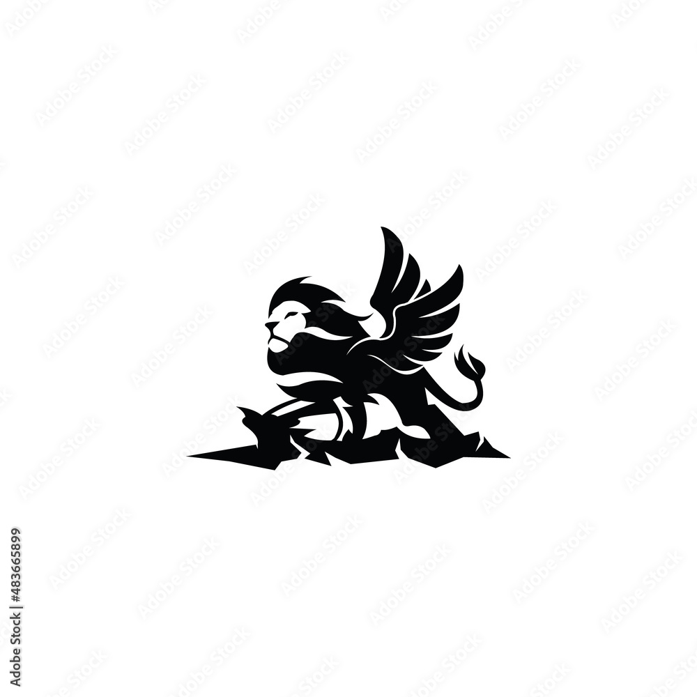 elegant winged lion logo design Stock Vector | Adobe Stock