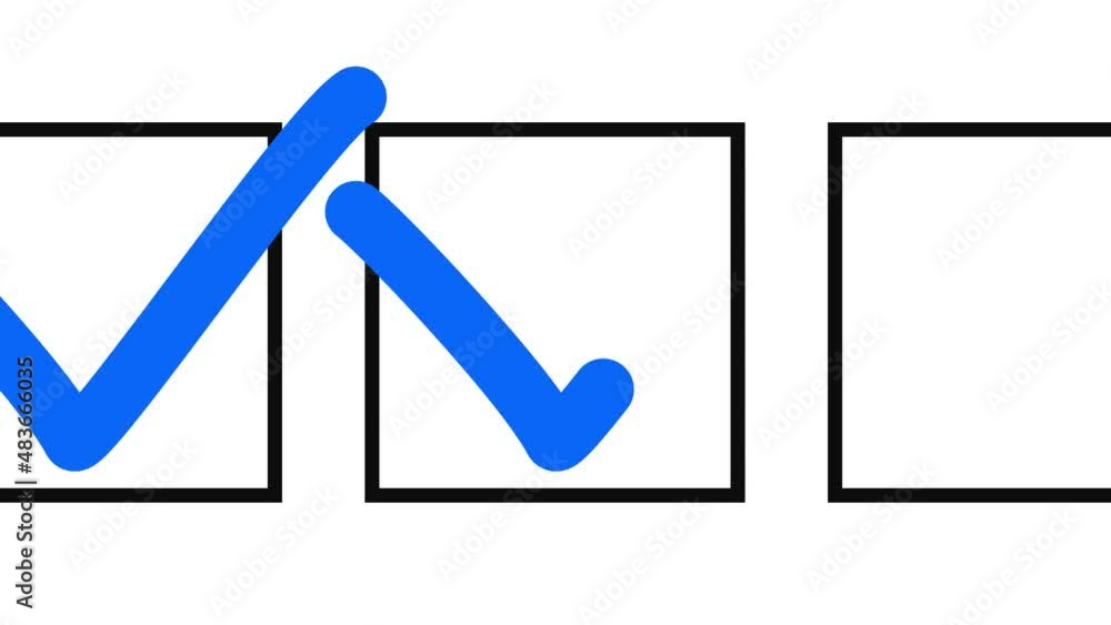 Checklist and Checkbox Animation with Blue Check Mark on white ...