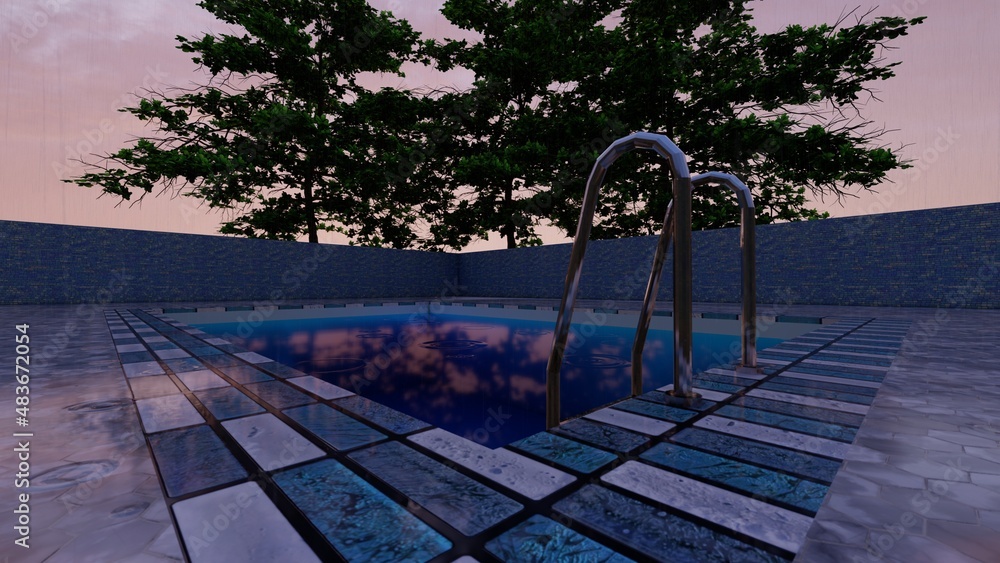 liminal space flood & pool Stock-Illustration | Adobe Stock