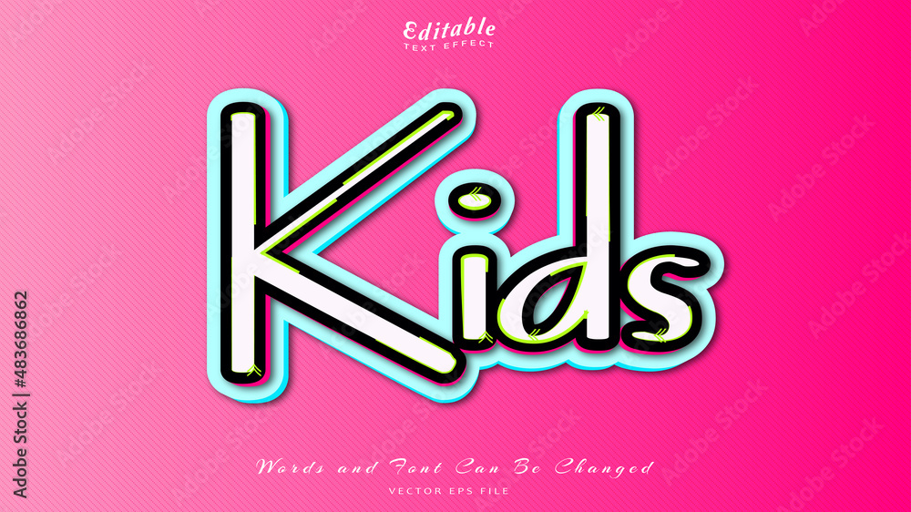kids editable text effect, free font Stock Vector | Adobe Stock