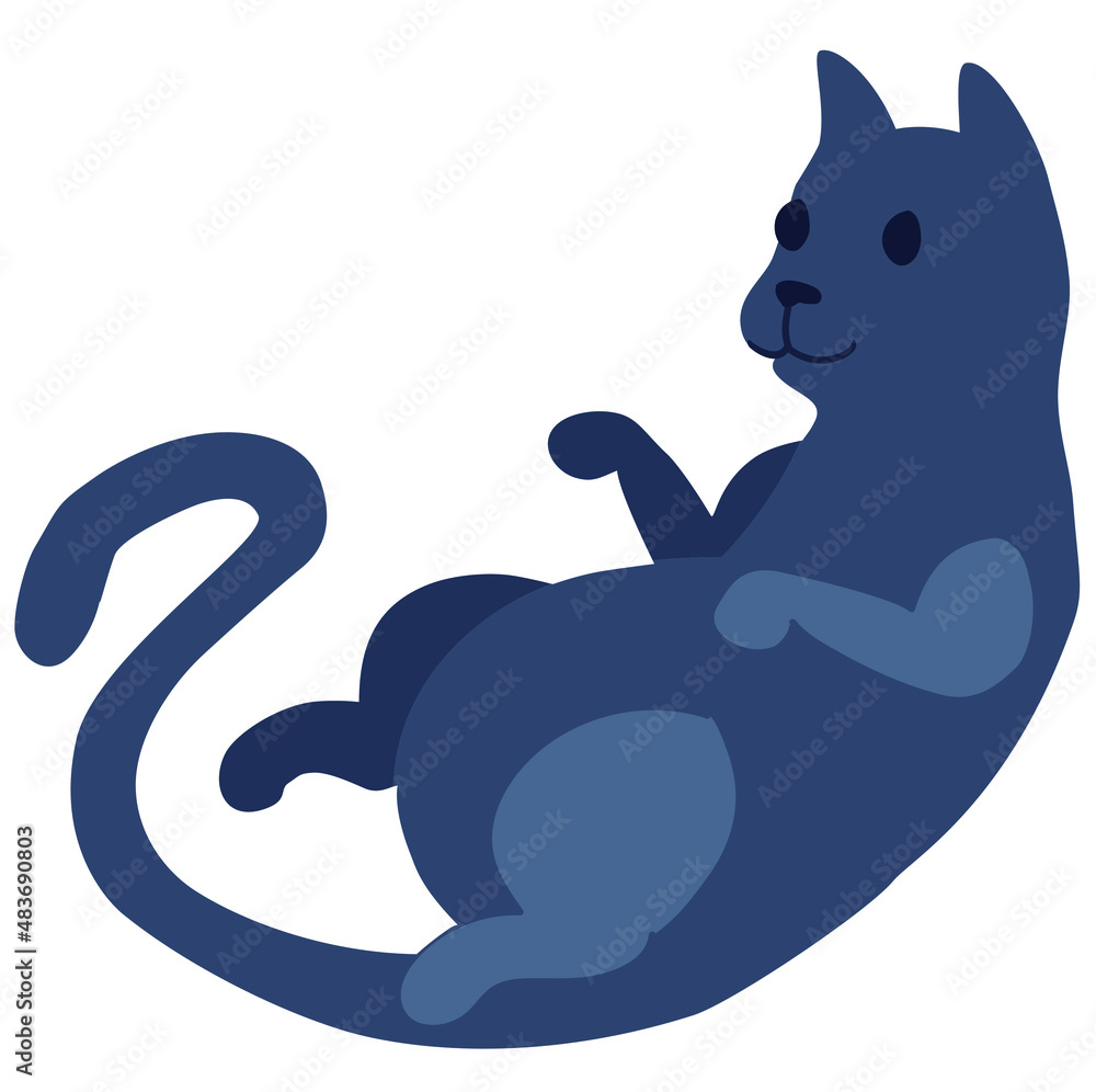 Vector gato, gato panza para arriba ronroneando Stock Vector | Adobe Stock