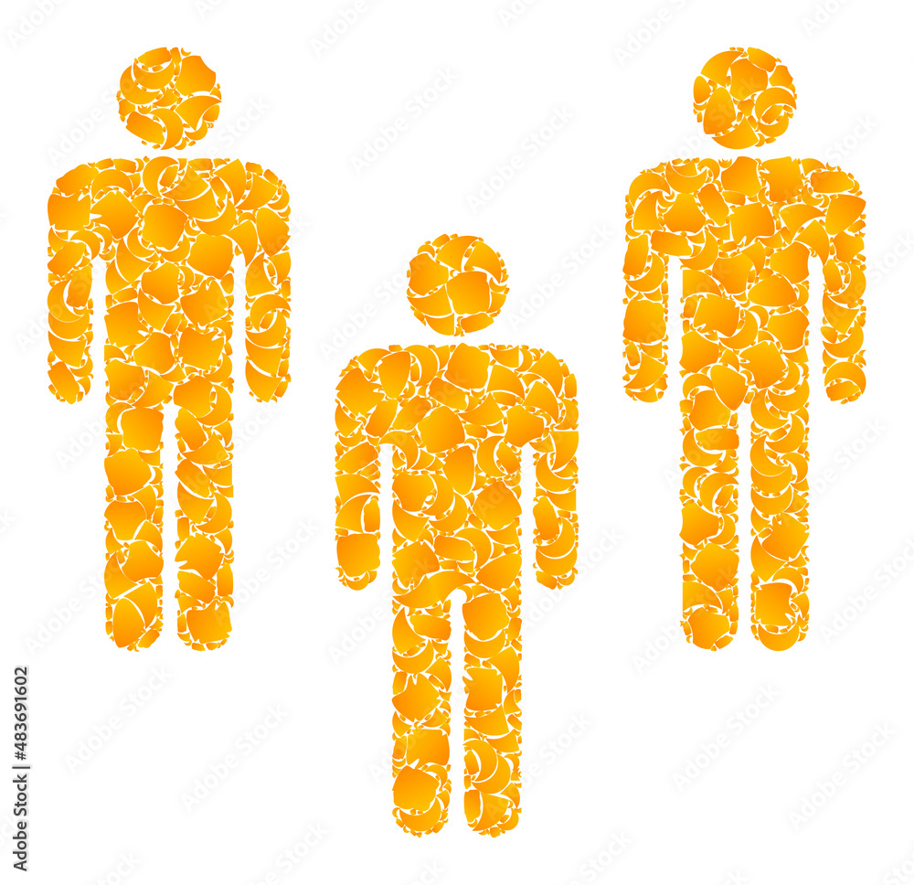 Vector gold people crowd mosaic icon. People crowd is isolated on a ...