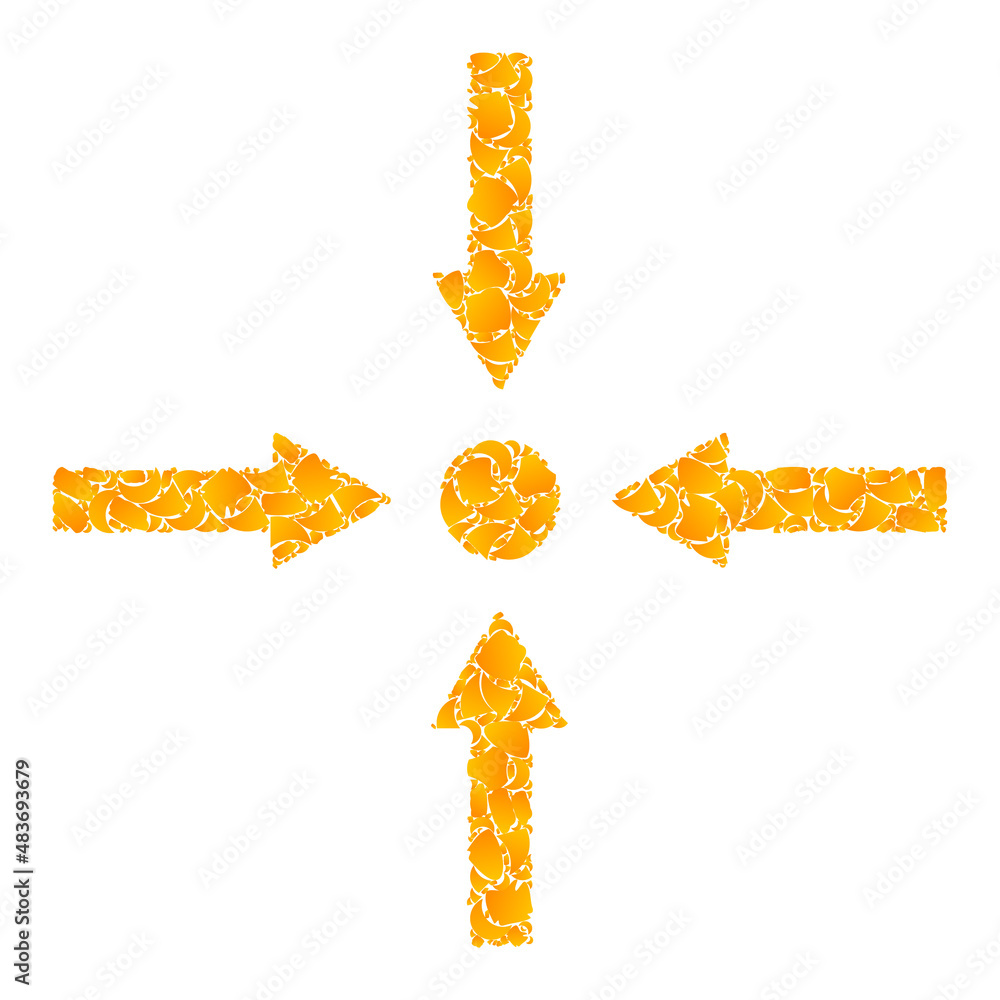 Vector golden meeting point arrows mosaic icon. Meeting point arrows is ...