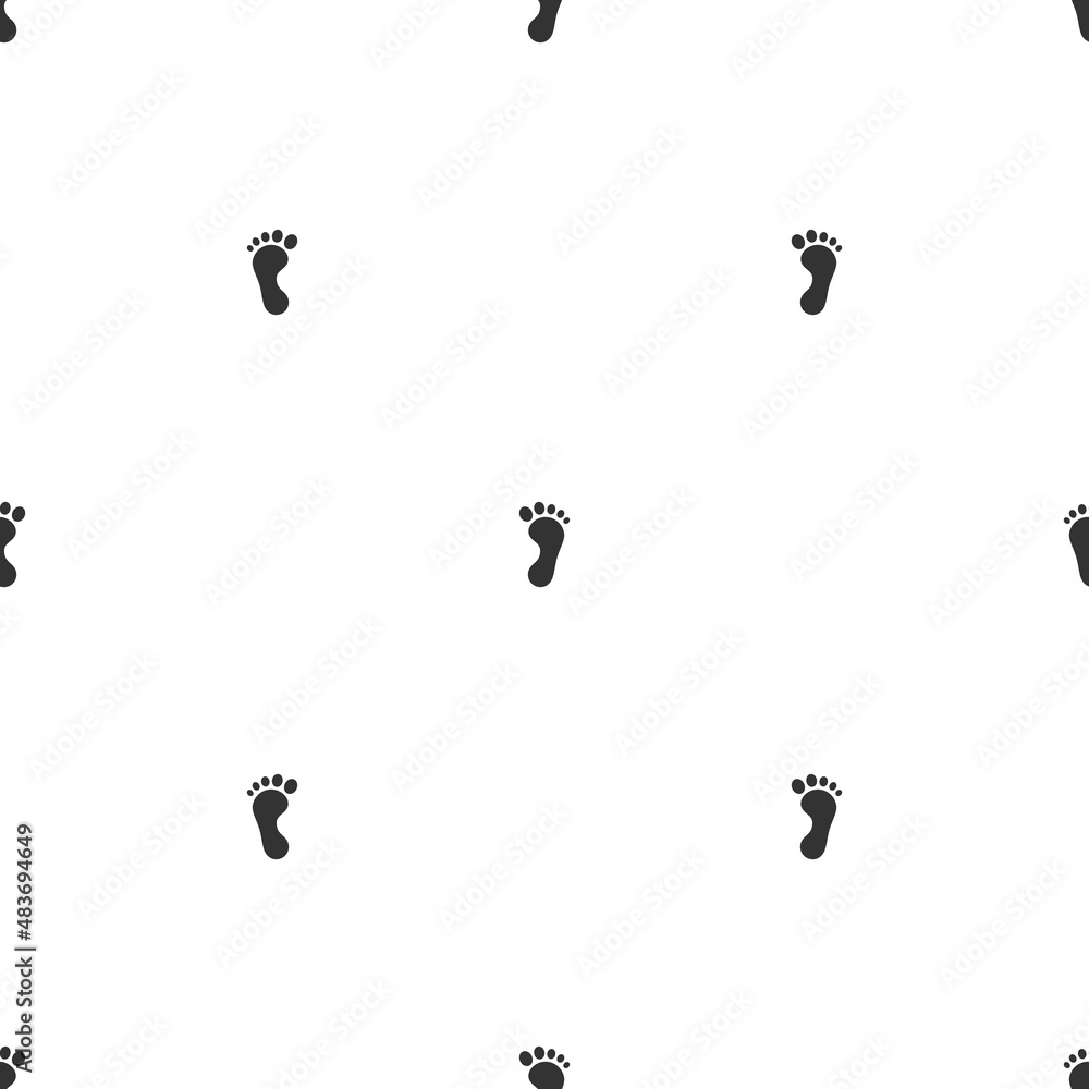Seamless pattern with black human feet and foot step. Bare footprints ...