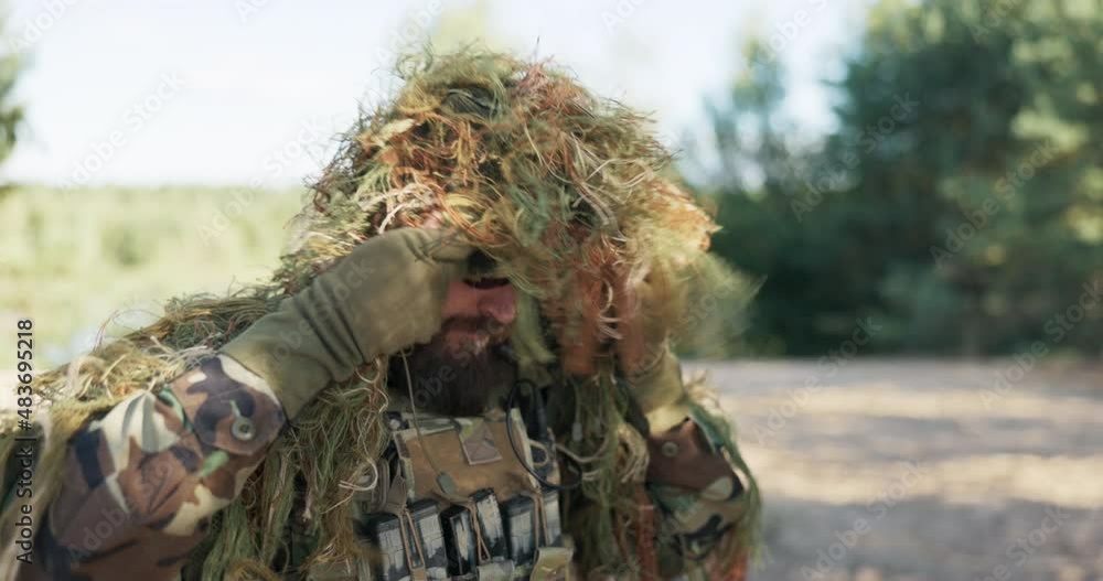 Stockvideo Man with beard military commander of army, dressed in ...