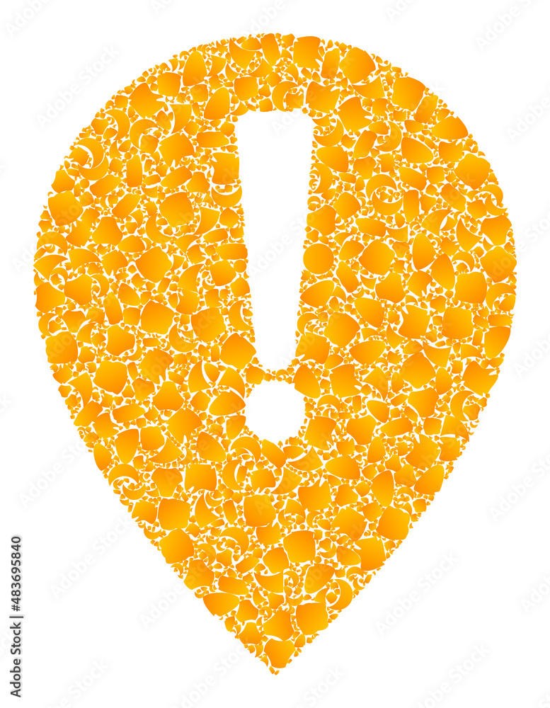 Vector gold notice map pointer mosaic icon. Notice map pointer is ...