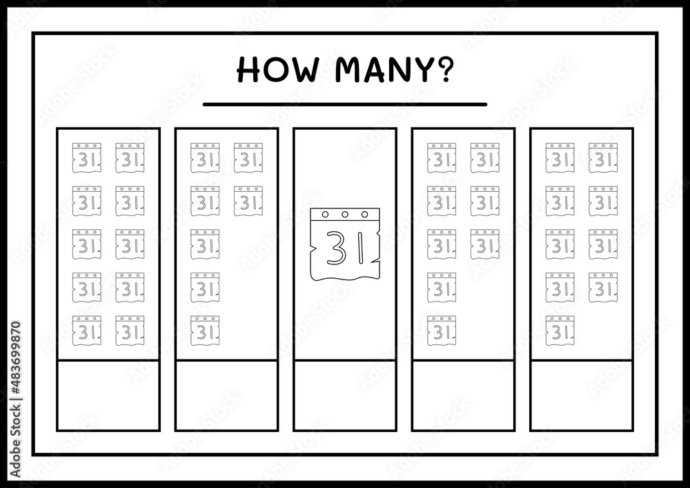How many Calendar, game for children. Vector illustration, printable ...