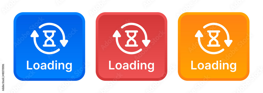 Loading icon set. Hourglass with circular arrow icon symbol. Stock ...