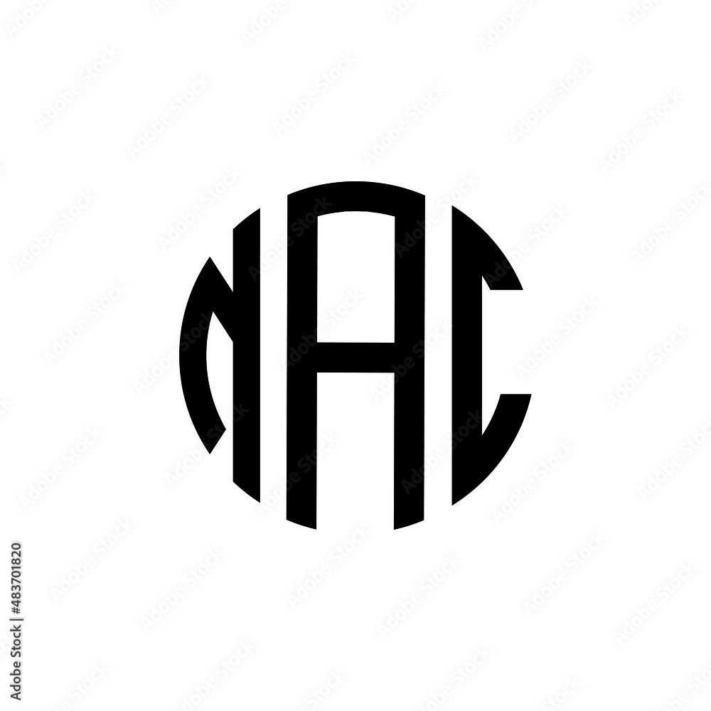 NAC letter logo design. NAC modern letter logo with black background ...