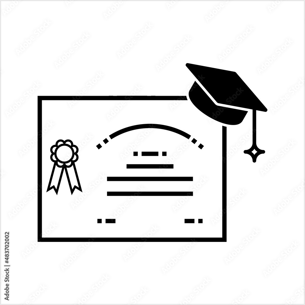 Degree Diploma Icon, Graduation Certificate Icon, Educational ...