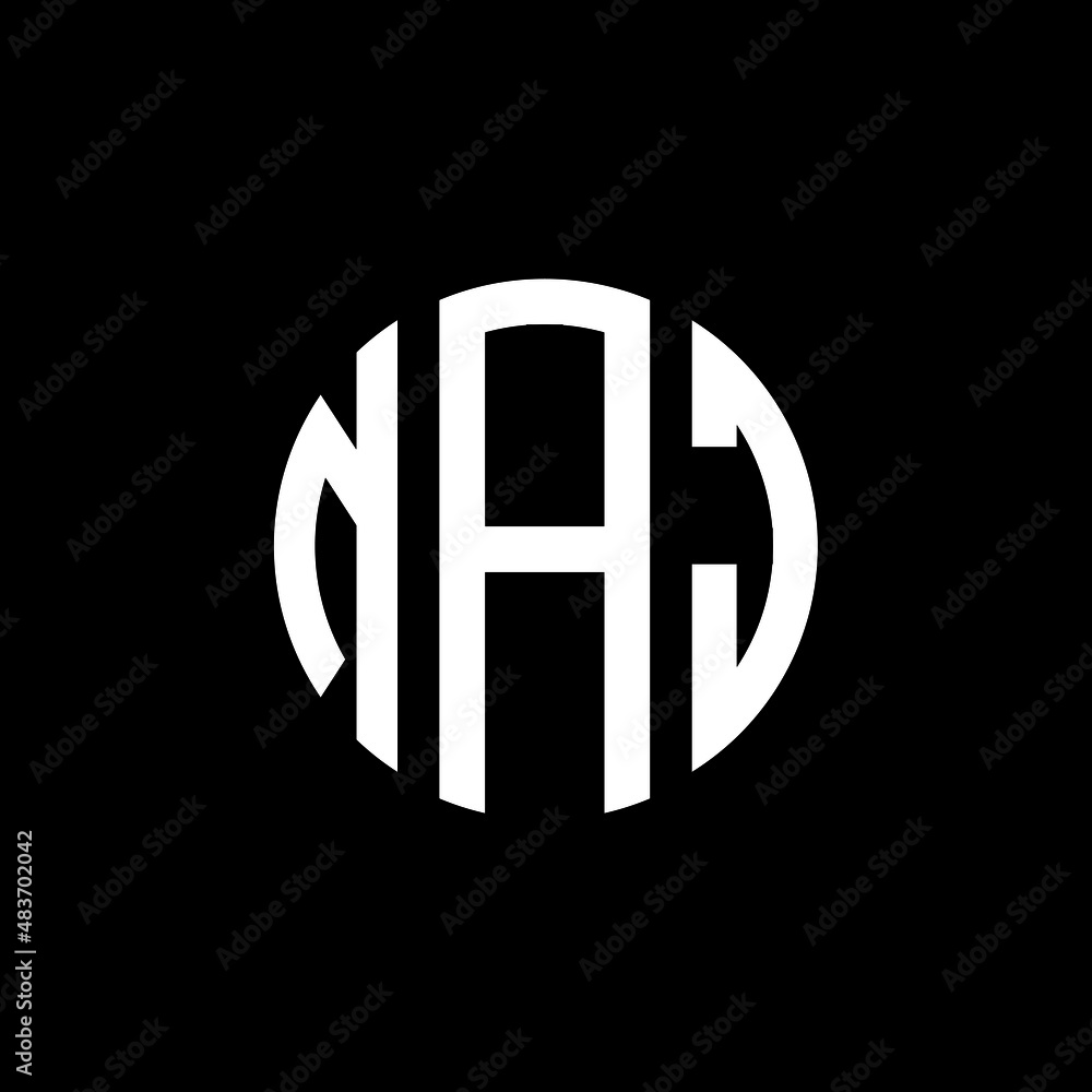 NAJ letter logo design. NAJ modern letter logo with black background ...