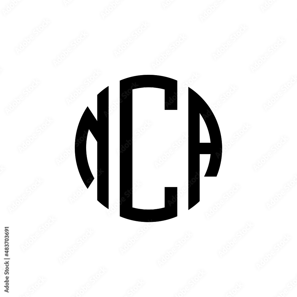 NCA letter logo design. NCA modern letter logo with black background ...