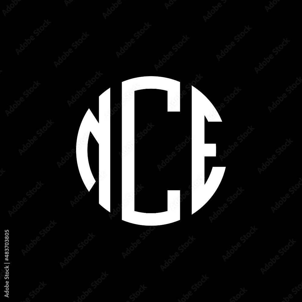 NCE letter logo design. NCE modern letter logo with black background ...