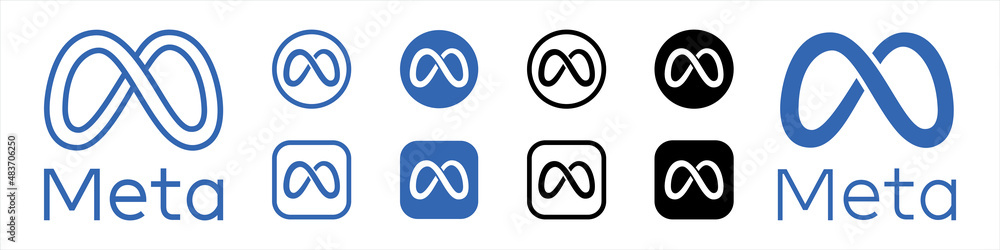 January 30, 2022: Set of Meta icons. Social network Meta app buttons in ...