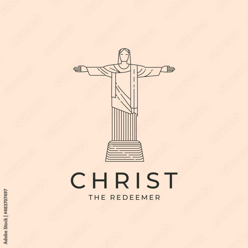 christ the redeemer statue line art logo vector symbol illustration ...