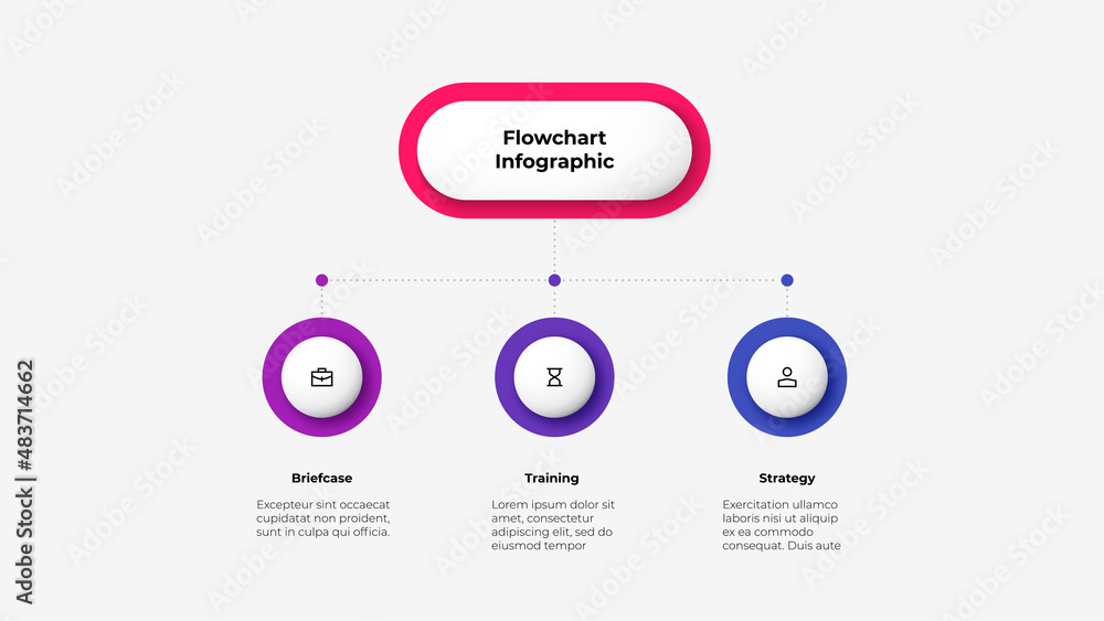 Flowchart diagram with circle elements and main rounded element ...
