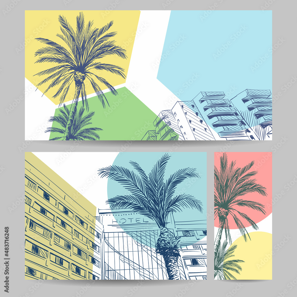 Resort hand drawn sketch, banner element design. Vector illustration ...