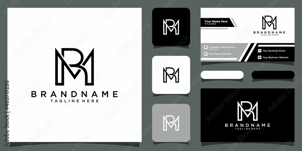 Initial Letter MR typography logo design vector with business card ...