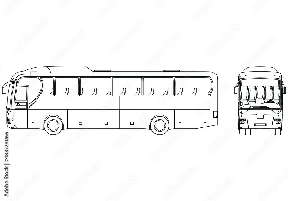 Bus outline vector illustration. Bus vehicle template vector isolated ...