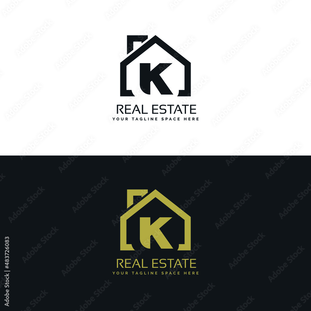 Real Estate K initials logo, Property and Construction K Logo design ...